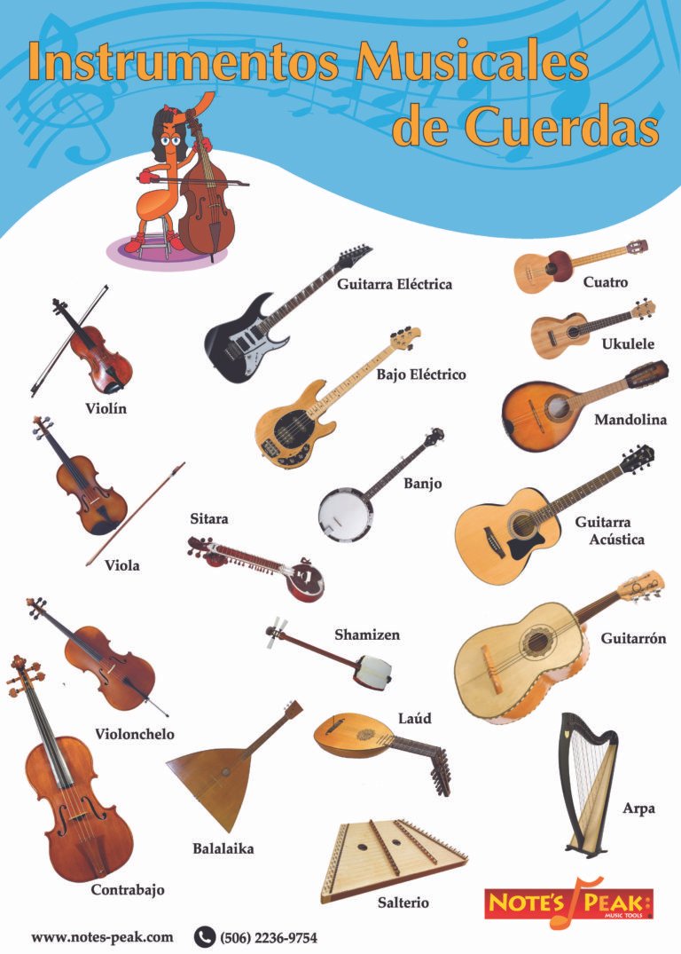 Láminas de familias de instrumentos musicales (cuerda, viento ...